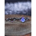 2pcs Set, Vintage Purple Pear Cut Synthetic Opal & Leaf Design Gunmetal ...