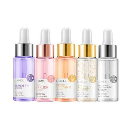 LAIKOU 5pcs Moisturizing Essence Sakura Face Serum Hyaluronic Acid 24k Gold Snail shrink pores ...