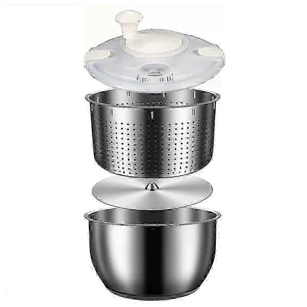 6L Salad Spinner Stainless Steel Large Vegetable Washer with PP Lid for ...