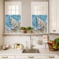 Abstract Ocean Beach Conch Curtain Tier and Valance Set 3 Piece,Coastal ...