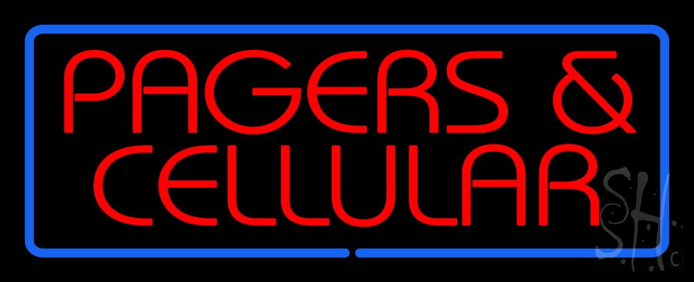 Red Pagers and Cellular Blue Border LED Neon Sign 13 x 32 - inches ...