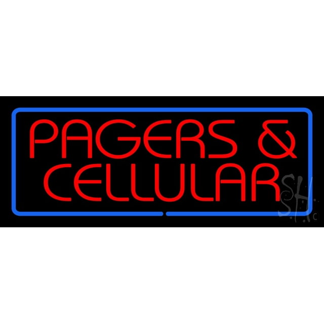 Red Pagers and Cellular Blue Border LED Neon Sign 13 x 32 - inches ...