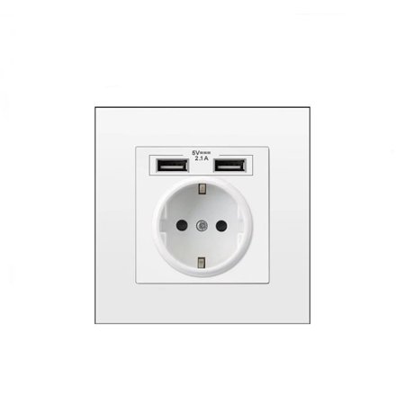 SICED Wall Socket with 2 Recessed USB Ports, Complete Power Outlet ...