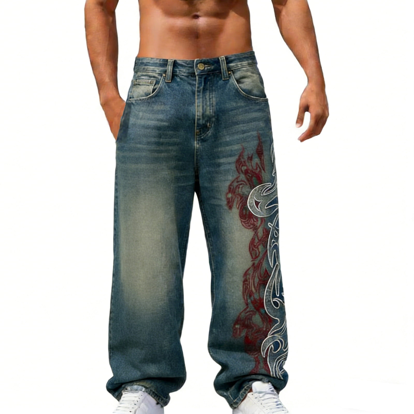 Click here for Wanpidan Mens Denim Jeans With Embroidered Design... prices