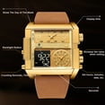 Men Luxury Luminous Waterproof Square Dial Digital Watch Analog Quartz ...