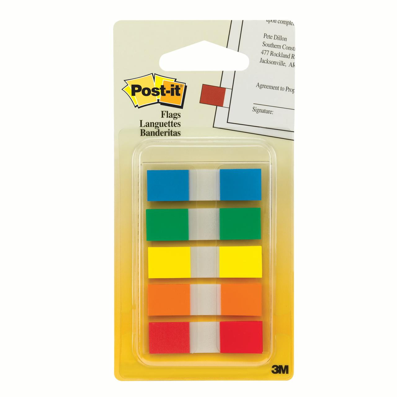 Post-it® Flags, Primary Colors, 1/2" Wide, 100 Flags & Dispenser per ...