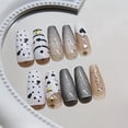 24 Pieces Removable Cat Eye Press on Nails Art Patches - Simple Stripes ...