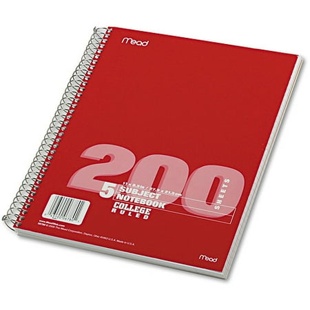 Mead 5-Subject Spiral Notebook - 200 Sheet, College Rule - Walmart.com