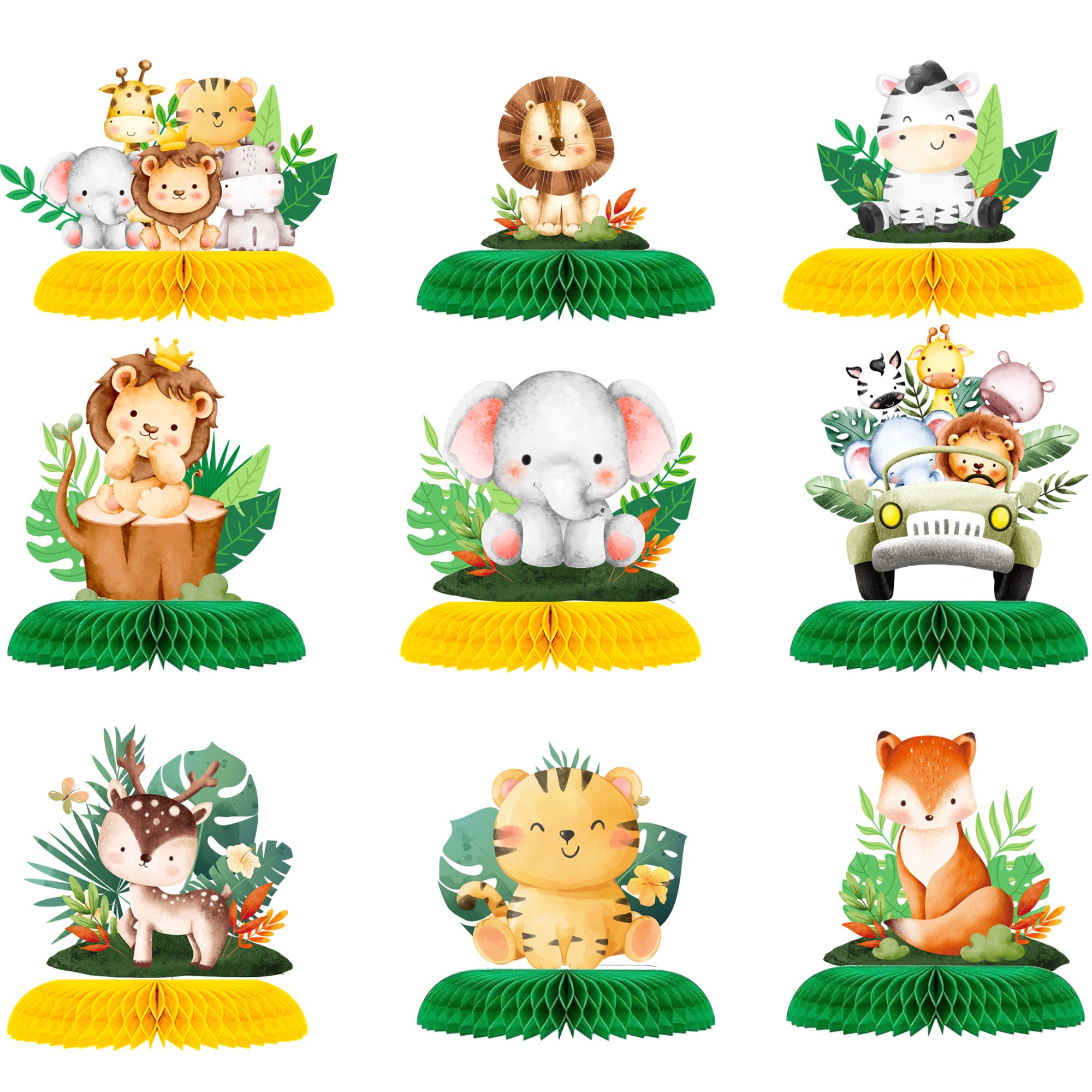 Click here for Elifjoydeco Safari Animal Honeycomb Centerpieces j... prices