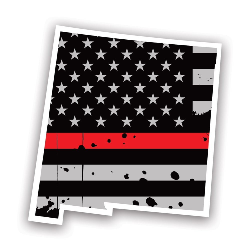 Distressed Thin Red Line New Mexico State Shaped Subdued US Flag ...