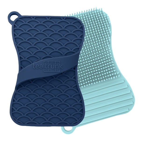 Teal Trunk Silicone Sponge and Scrubber, Navy/Aqua - 2 Pack - Walmart.com