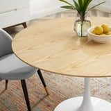 47 inch Dining Table, Round, Natural Brown White, Wood, Metal Steel ...