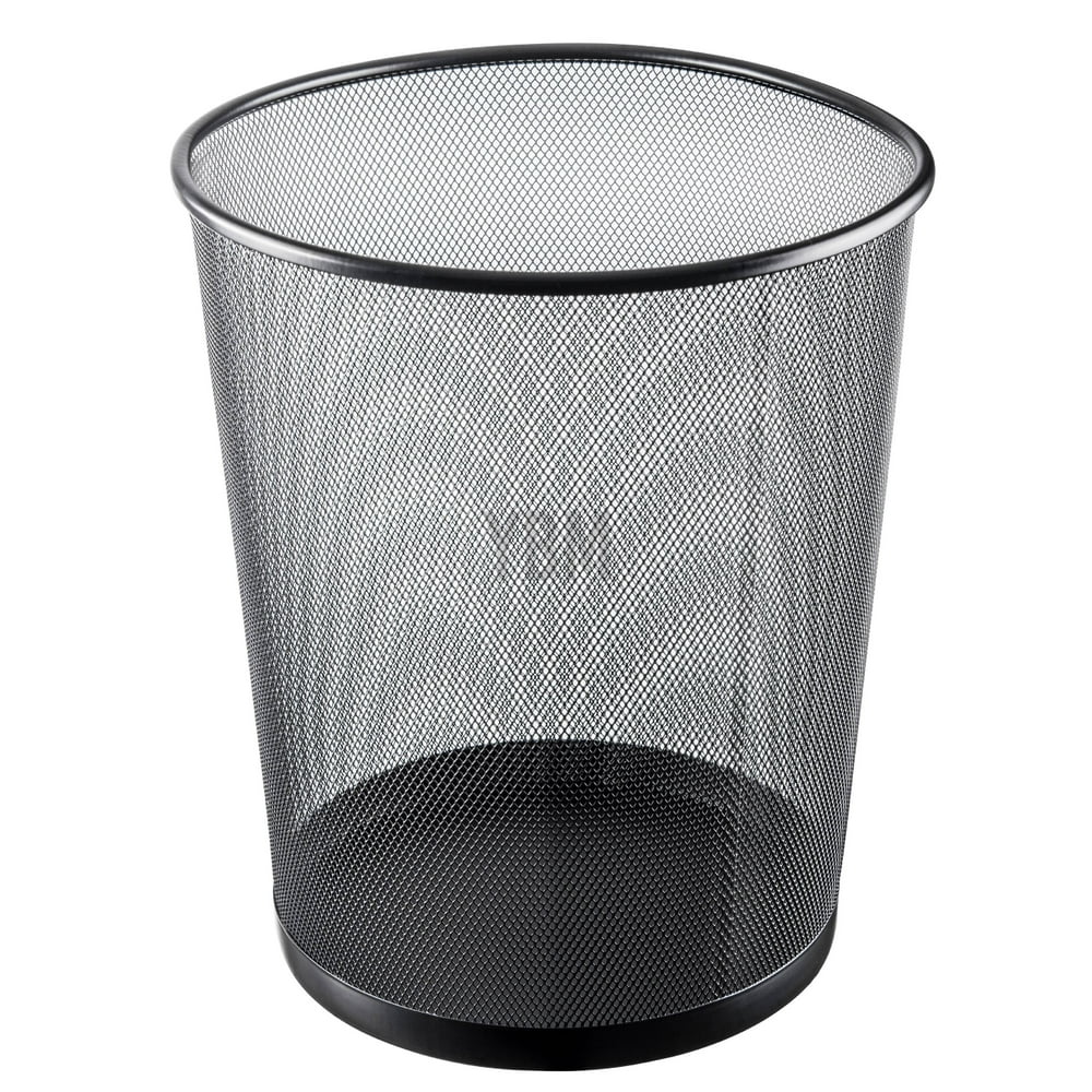 Ybm Home Black Steel Mesh Round Open Top Waste Basket Wire Bin Trash ...