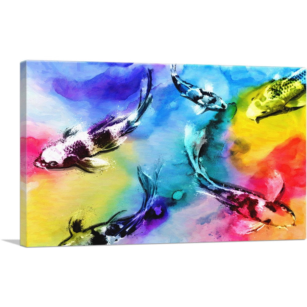 ARTCANVAS Colorful Koi Carp Japan Asia China Fish Canvas Art Print ...