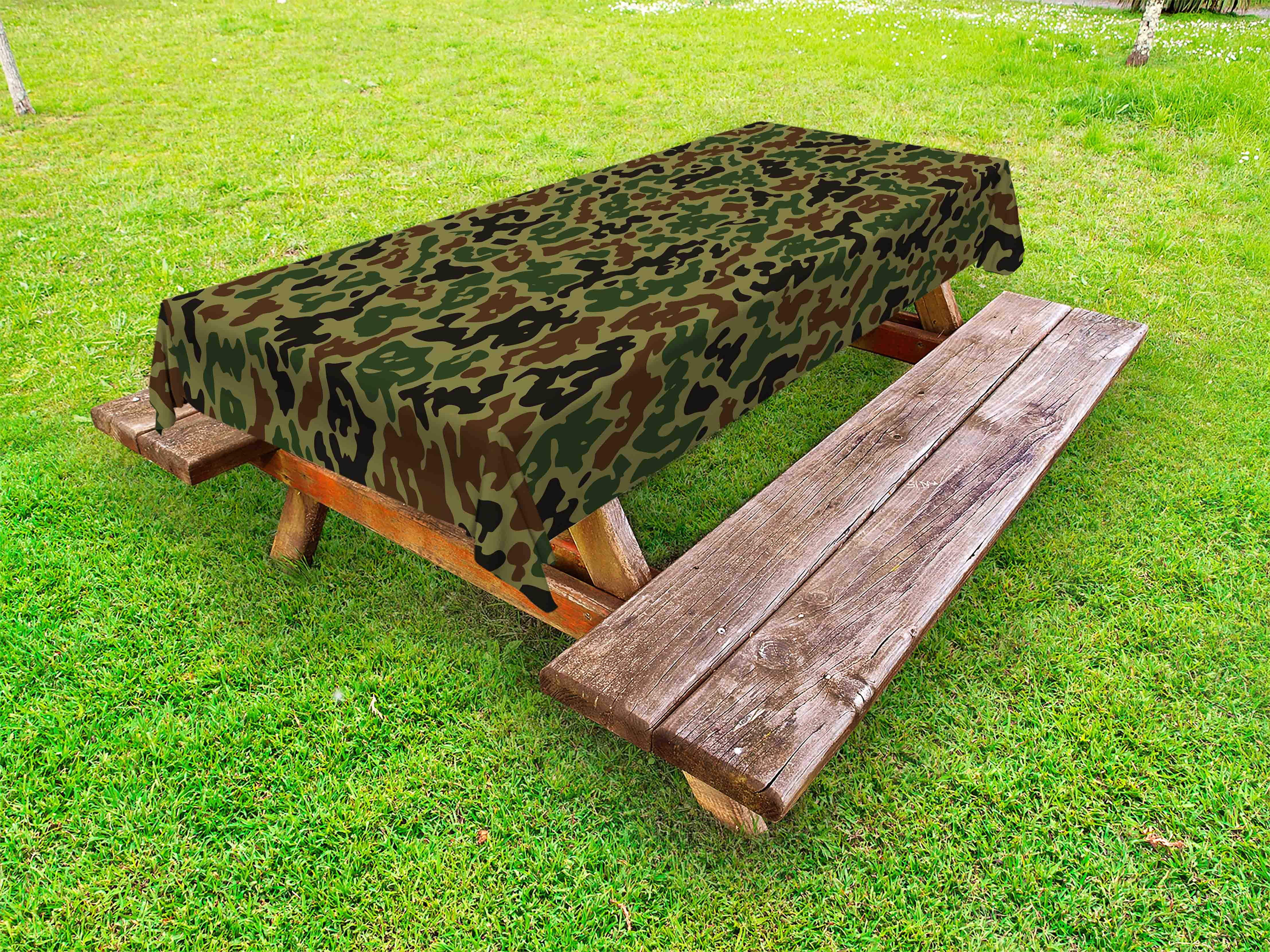 Camo Outdoor Tablecloth, Summer Camouflage Pattern Grungy Texture ...
