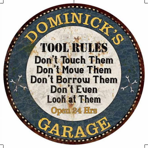 JONATHON'S Garage Rules 14" Round Metal Sign Garage Wall Decor ...