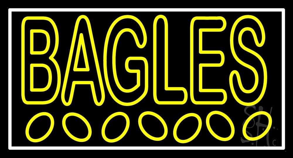 Yellow Bagels LED Neon Sign 20 x 37 - inches, Black Square Cut Acrylic ...