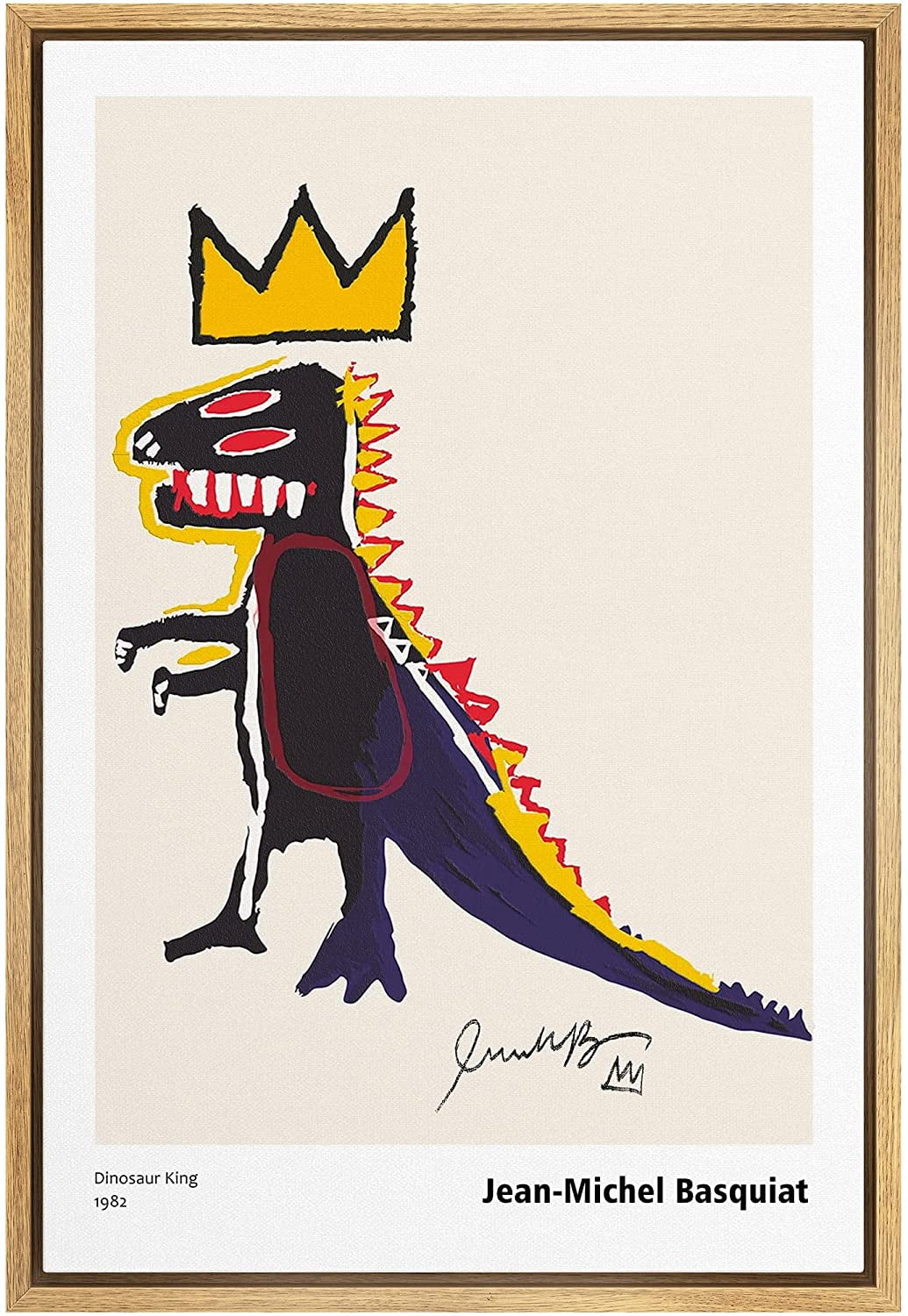 PixonSign Framed Canvas Print Wall Art Jean-Michel Basquiat Dinosaur ...
