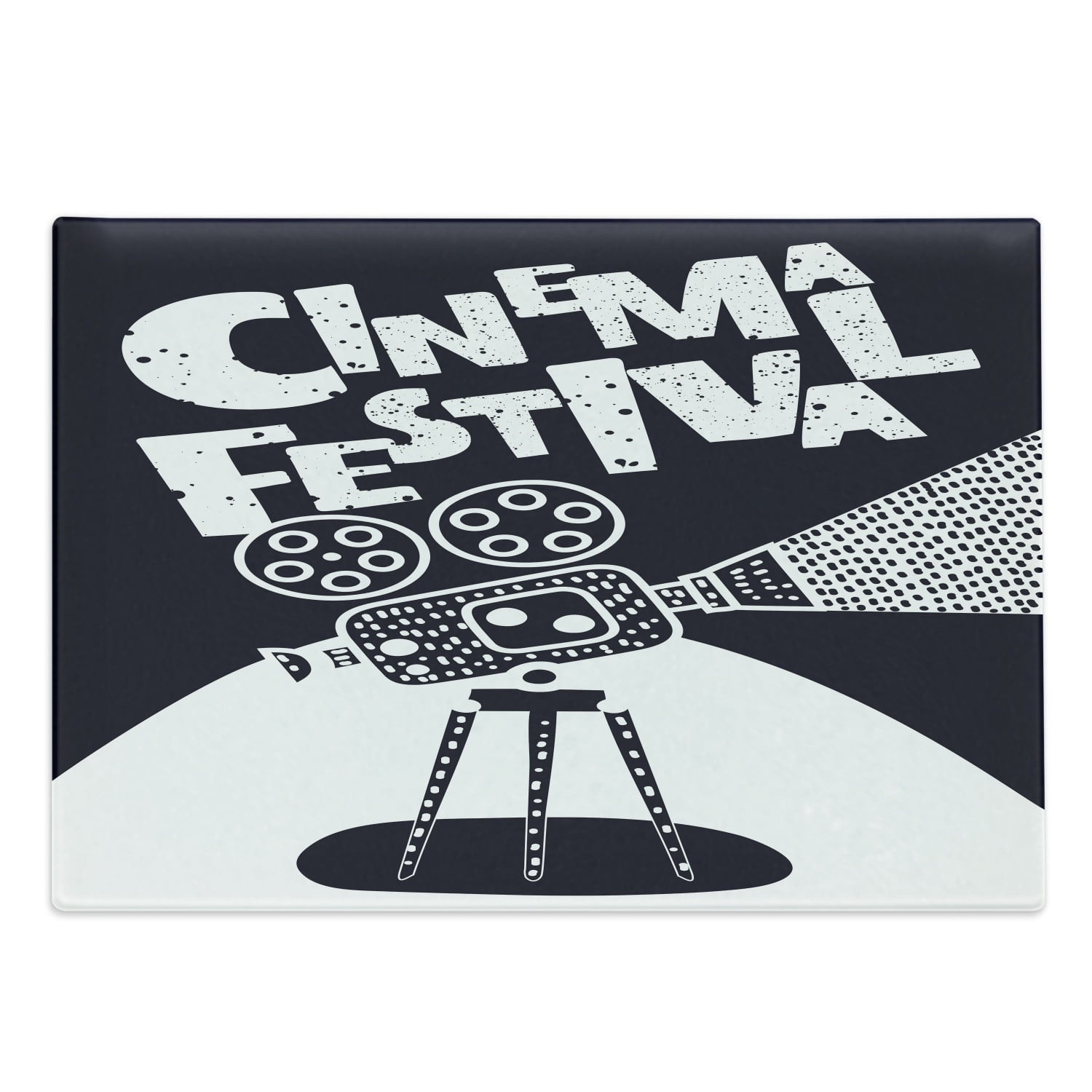 Cinema Festival Cutting Board, Grunge Style Design of Lettering with a ...