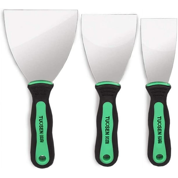 3 Pieces Paint Knife, 50/75/100 Stainless Steel Spatula Set with Non ...