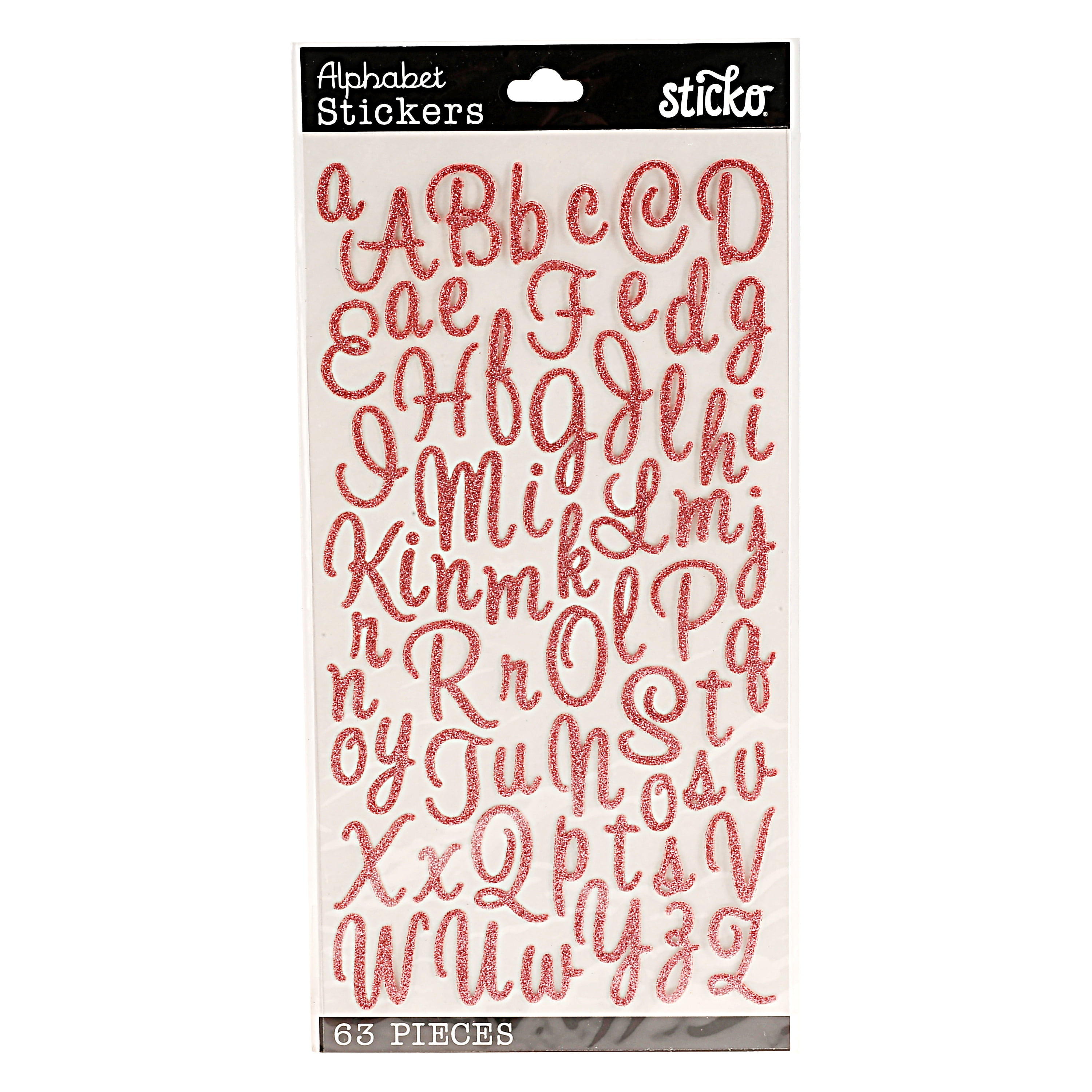 Sticko Solid Glitter Pink Alphabet vinyl Stickers, 63 Piece - Walmart.com