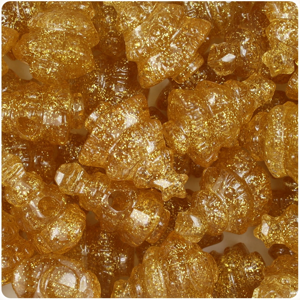 BeadTin Gold Sparkle 25mm Christmas Tree Pony Beads (24pcs) - Walmart.com