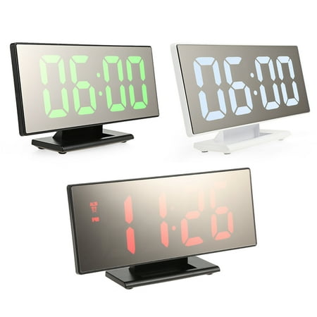 Digital Alarm Clock LED Mirror Clock Multifunction Display Night LCD ...