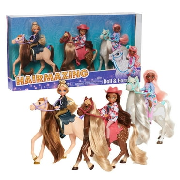 MEGA Barbie Building Toy Kit Horse Stables with 3 Dolls and Accessories ...