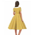 DeHolifer Dresses for Women Plaid Printed Pan Collar Short Sleeve Swing ...