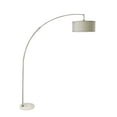 78"" Silver Arch Floor Lamp with White Fabric Drum Shade, Brushed ...