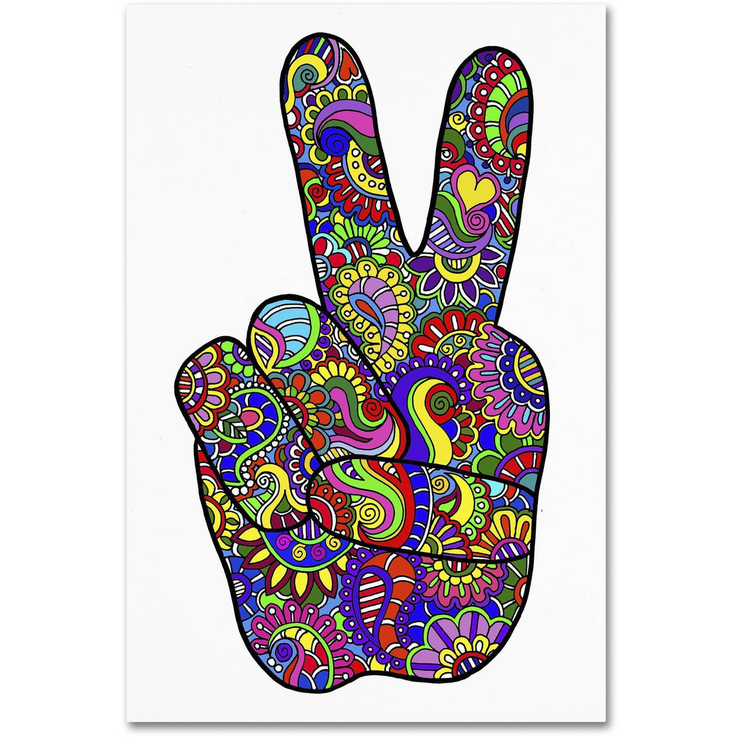 Trademark Fine Art "Psychedelic Mehndi Peace Sign" Canvas Art by Kathy ...