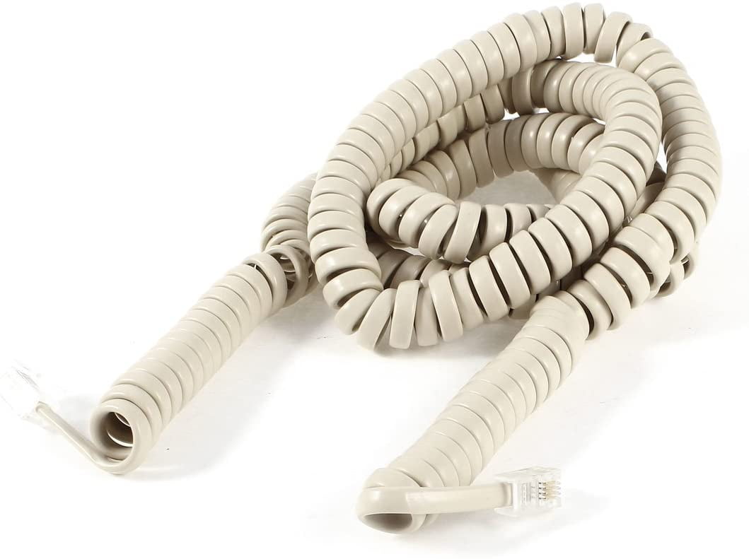 Uxcell a13112800ux0326 RJ9 4P4C Coil Stretchy Extension Phone Cable, 23 ...