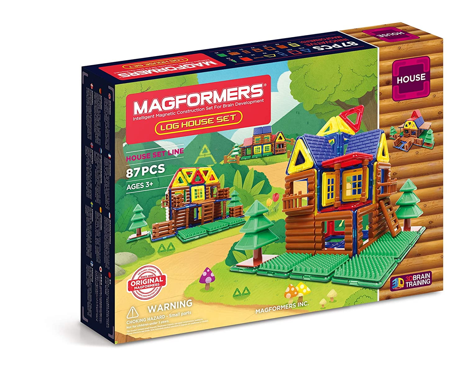 Magformers Log Cabin Toy Set, Building Magnetic Toy Log Cabin and Tree ...