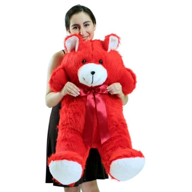 Jumbo 3 Foot Red Teddy Bear 36 Inch Soft Big Plush Cuddle Buddy Made in ...