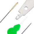 90pcs Cross Stitch Needles +2 Needle Threader Golden Color Large Eyes ...