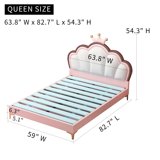 LovingAHome Bed Frame, Queen Size PU Upholstered Platform Bed with ...