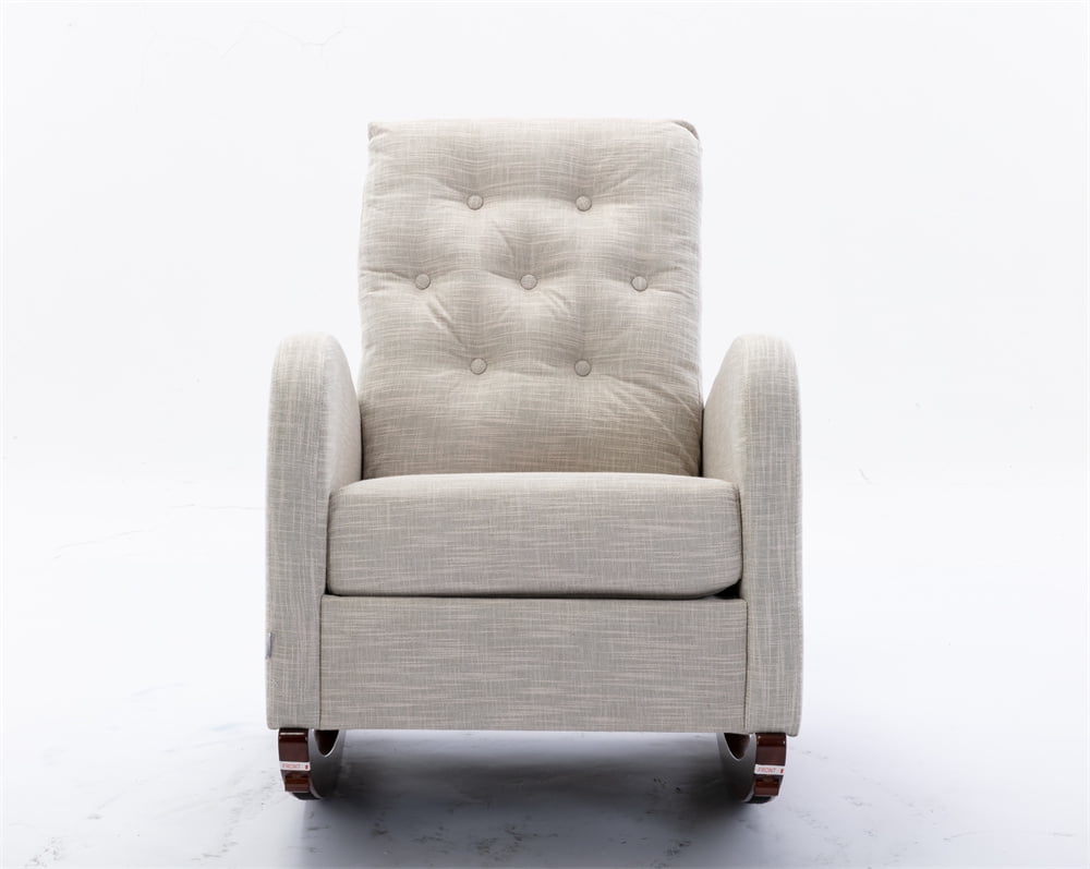 Mid Century Modern Nursery Rocking Chair, Tufted Upholstered Glider ...