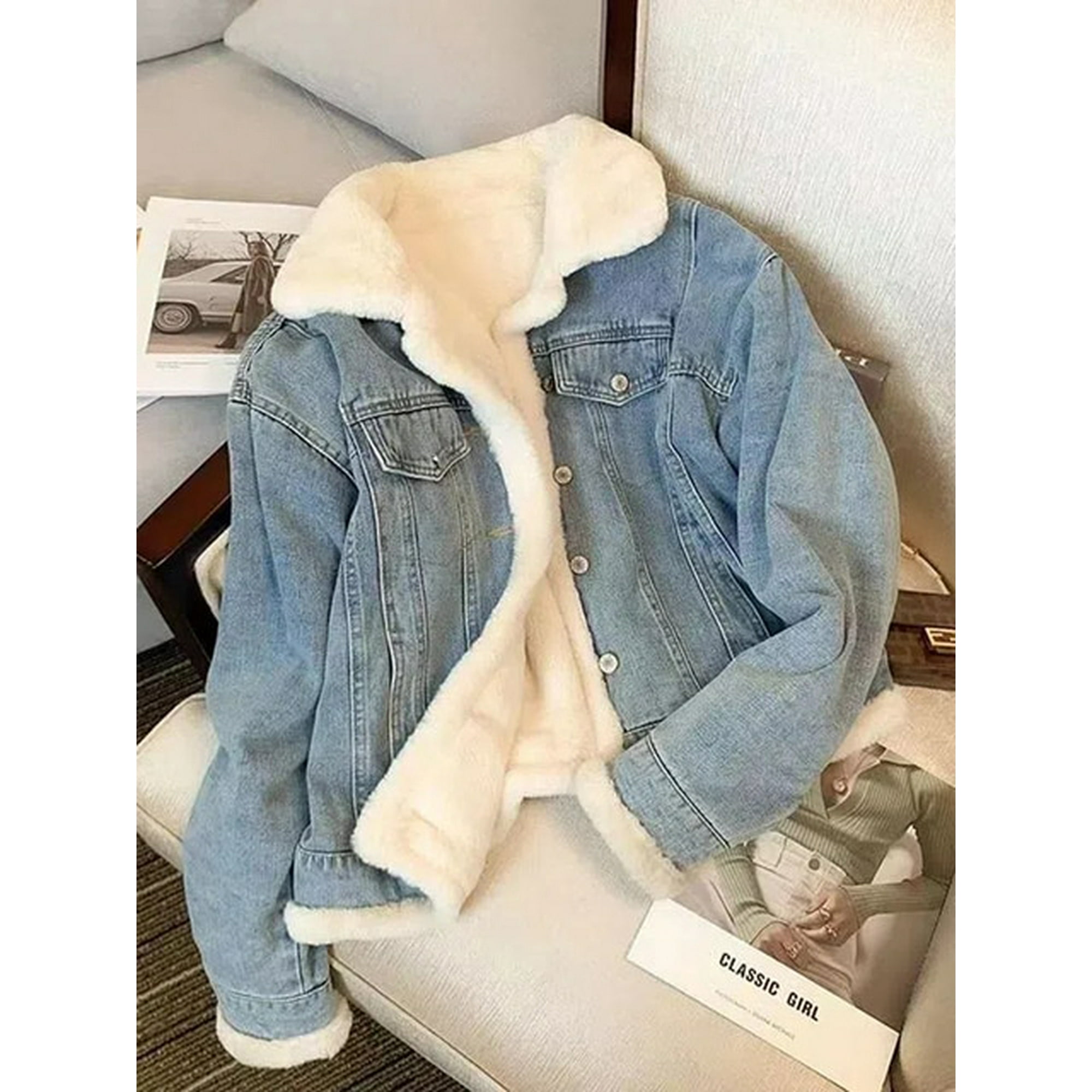 Click here for Unbranded Winter Fleece Thicken Denim Jacket Women... prices