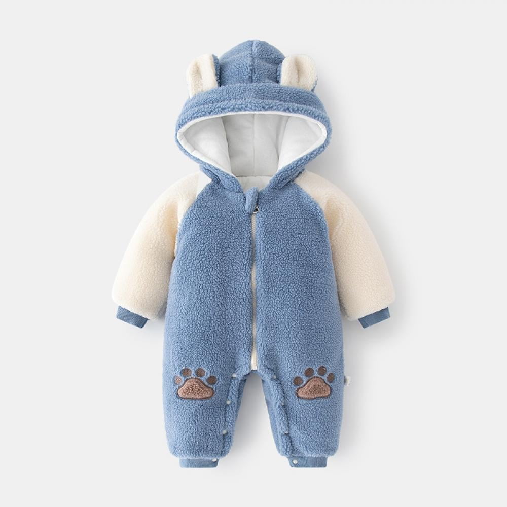 BULLPIANO Newborn Baby Snowsuit Warm Fleece Hooded Romper Jumpsuit ...