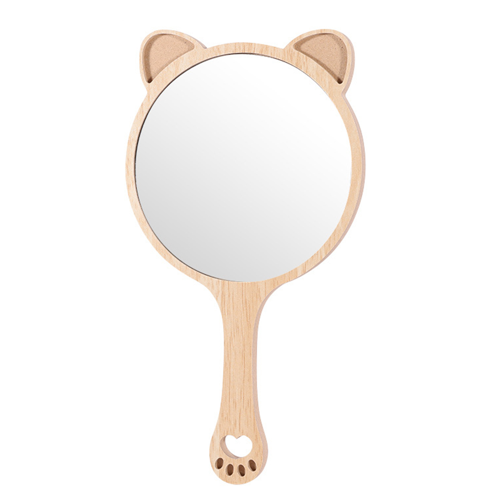 huanledash Makeup Mirror Creative Shape Wooden Handle Compact Size ...