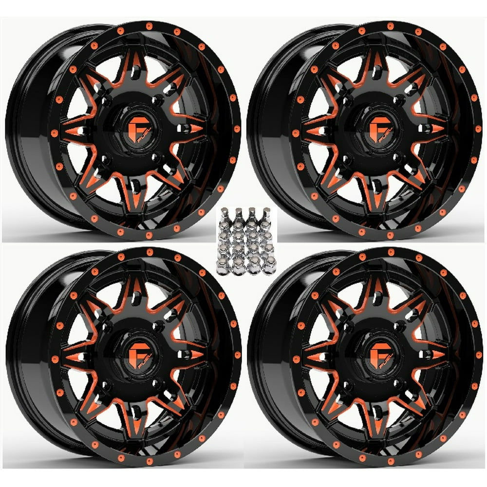 Fuel Lethal ATV Wheels Orange/Black 14" Sportsman 550 850 1000 ...