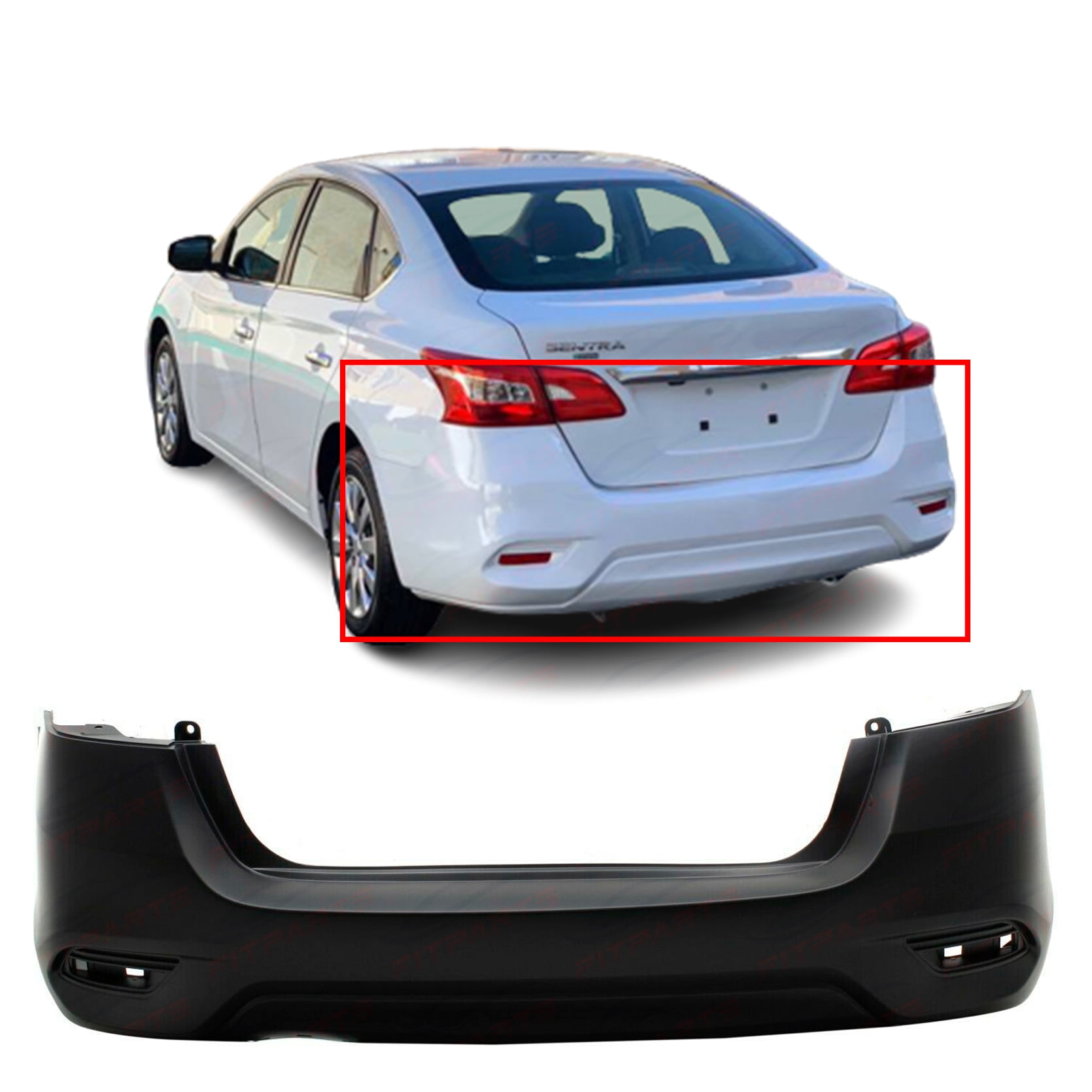 Primed Rear Bumper Cover Fascia for 2016-2019 Nissan Sentra SR 16-19 ...