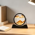 7 in Orange Dynamic Moving Sand Art Painting, Round Rotatable Desktop ...