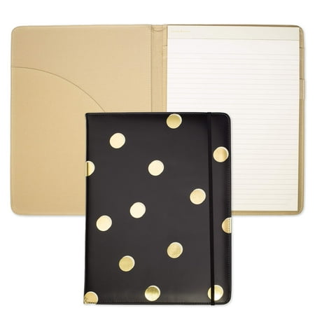 Kate Spade New York Black/Gold Leatherette Notepad Folio, Professional ...