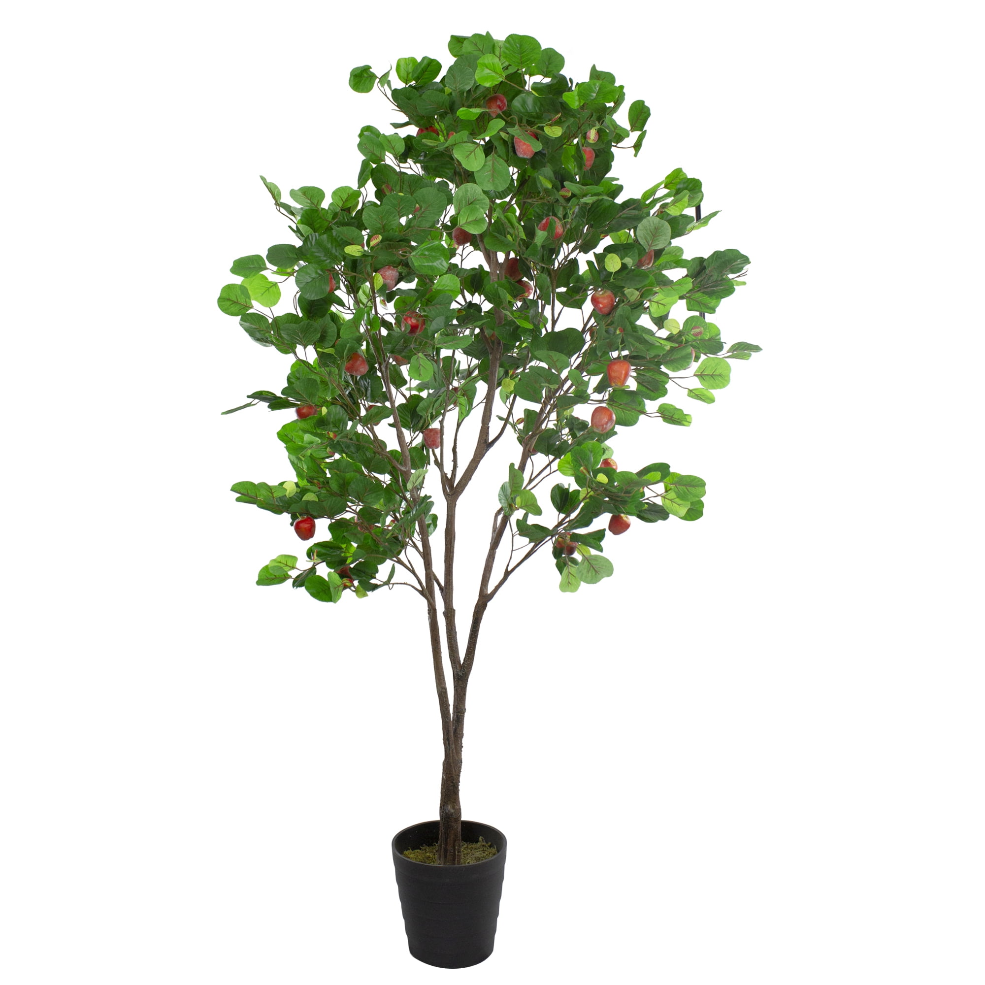 Northlight 6.5' Green and Red Potted Artificial Apple Tree with Two ...