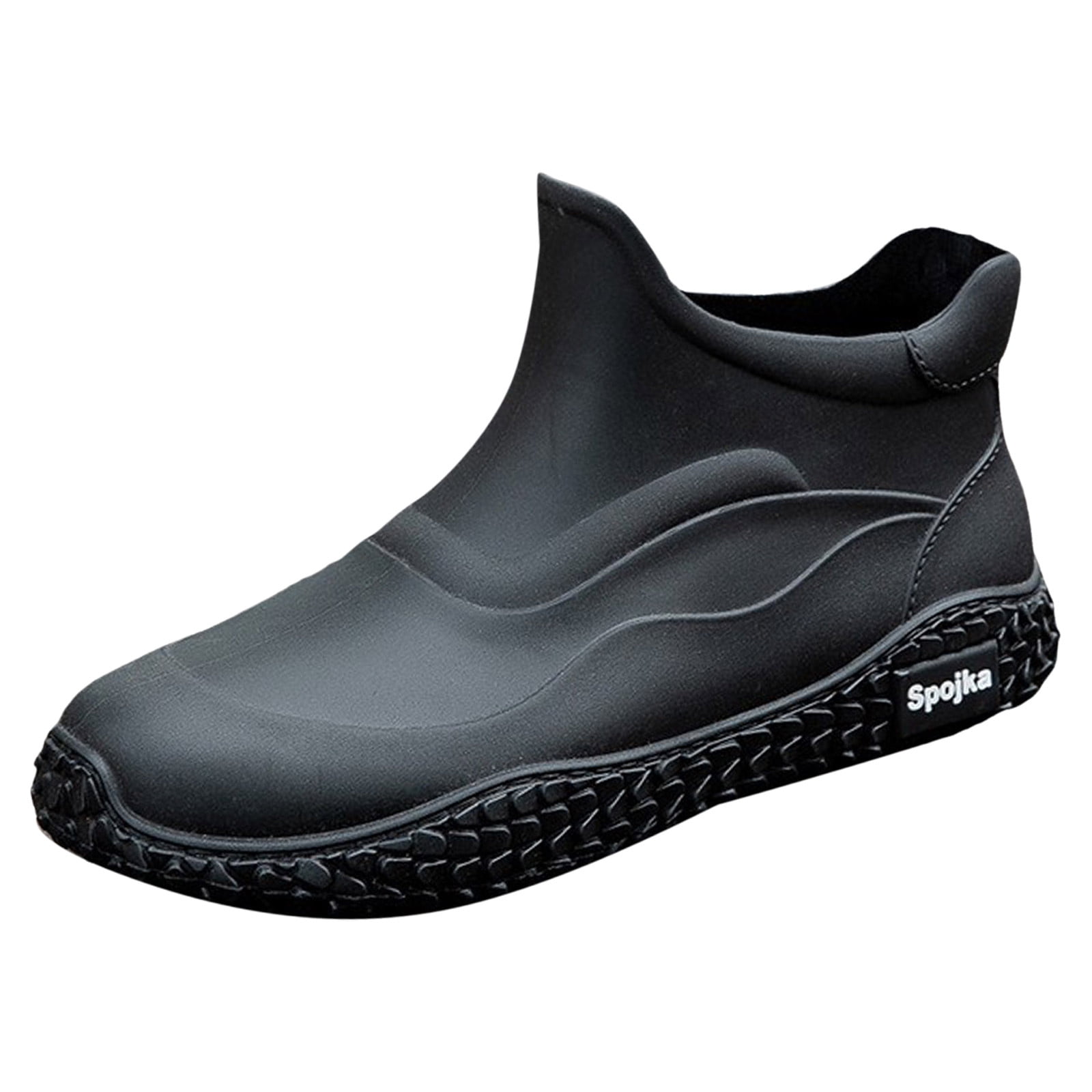 asddcavvf PVC Water Shoes Men's Dining Car Washing Low Top Slip Work ...