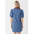 Chic Women's Denim Mini Dress – Blue Color Block, Patchwork Design ...