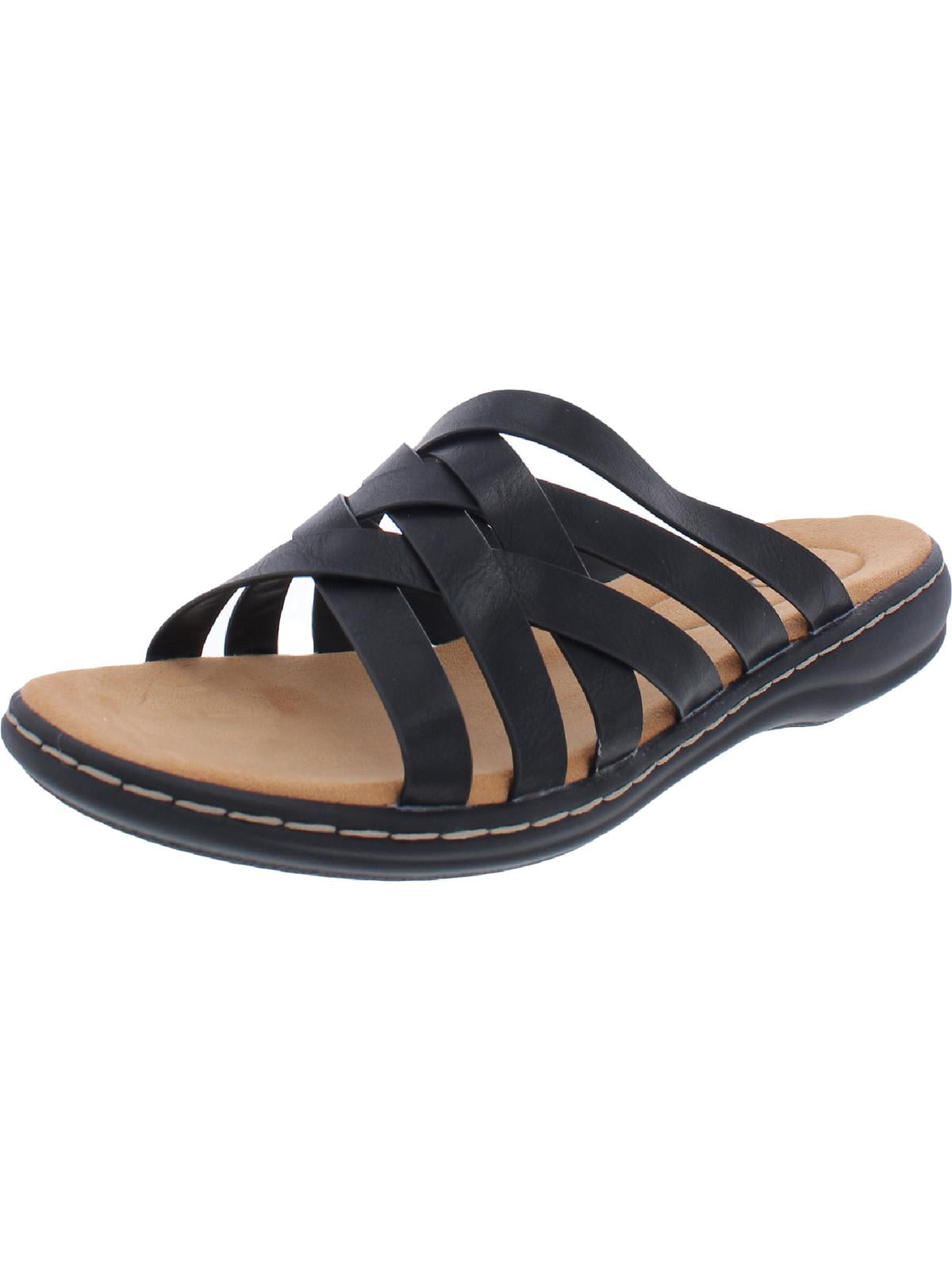Izod Womens Slaight Faux Leather Slip-On Slide Sandals - Walmart.com