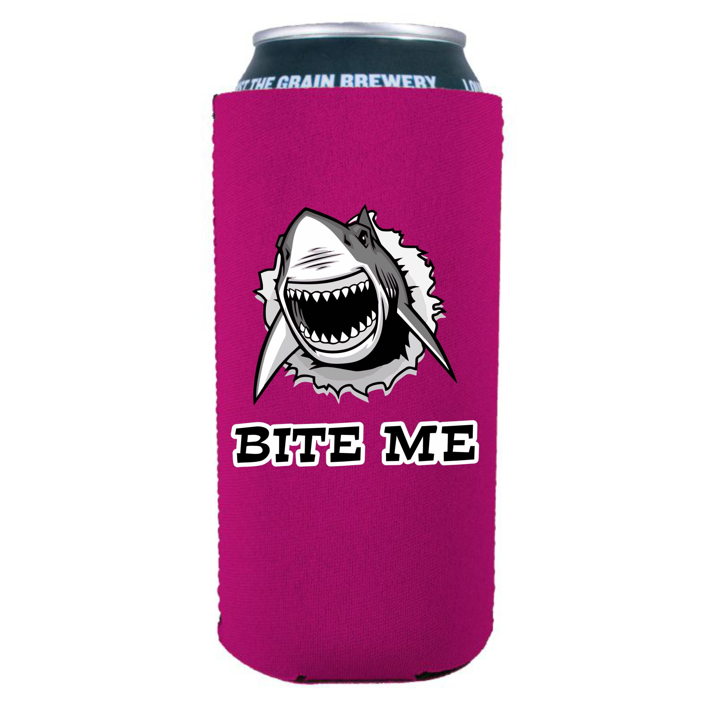 Bite Me Shark 16 oz. Can Coolie (Hot Pink) - Walmart.com
