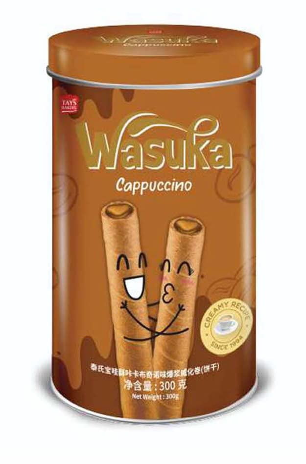 Wasuka Wafer Rolls Cappuccino Flavor Premium Snack with 100% Natural ...